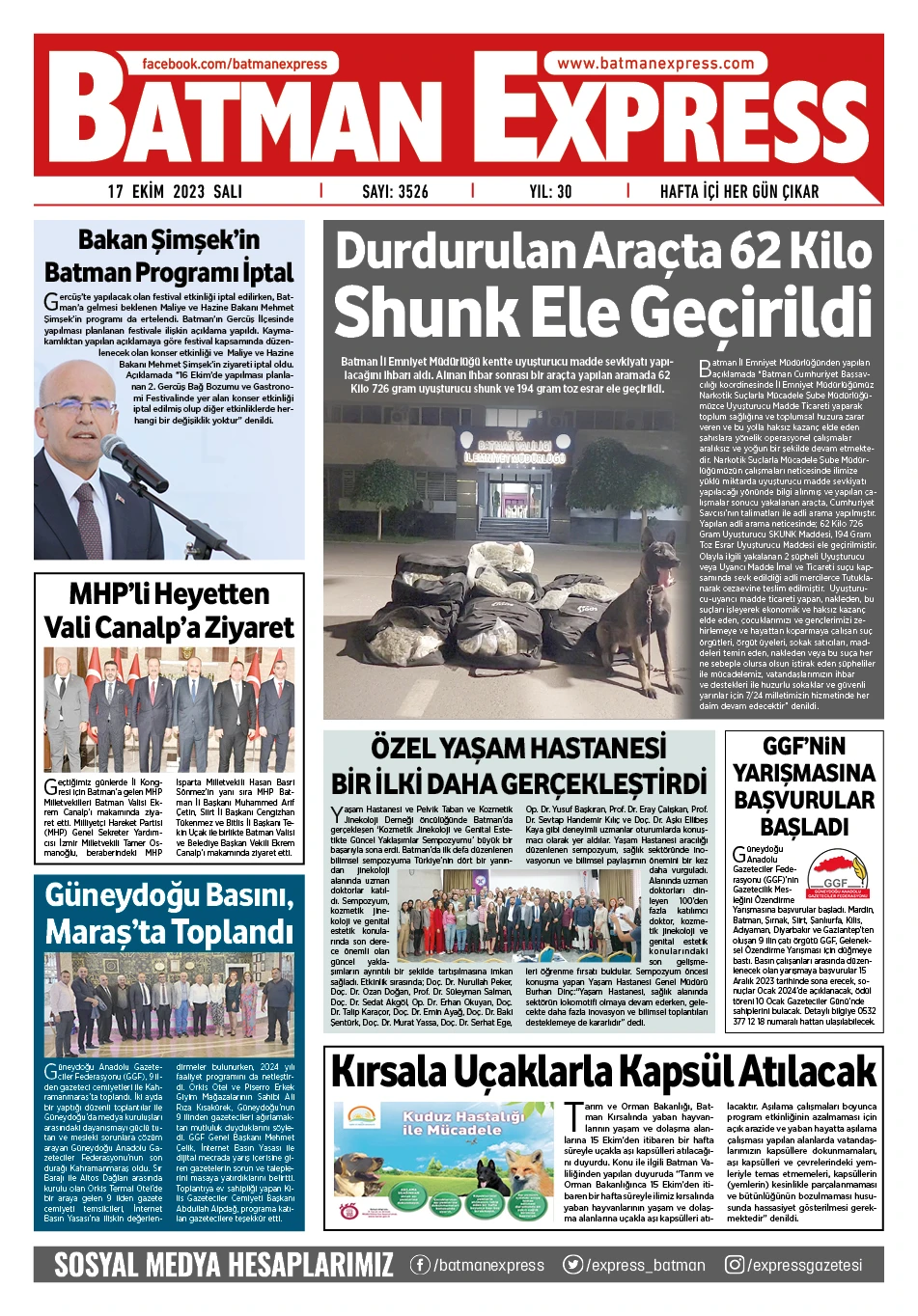 17 EKİM 2023 SALI - Batman Express Gazetesi