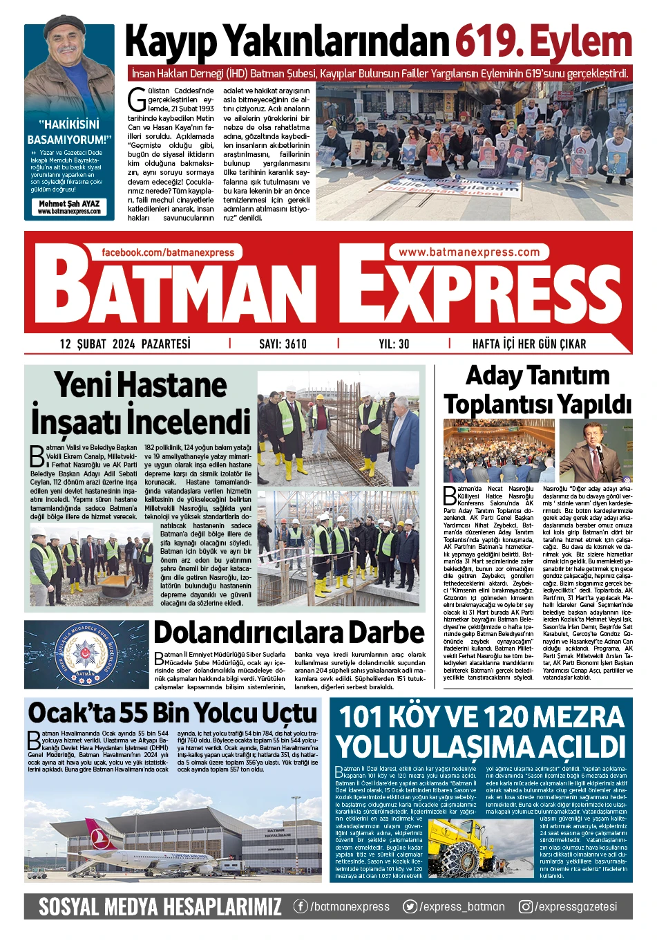 12 ŞUBAT 2024 PAZARTESİ - Batman Express Gazetesi