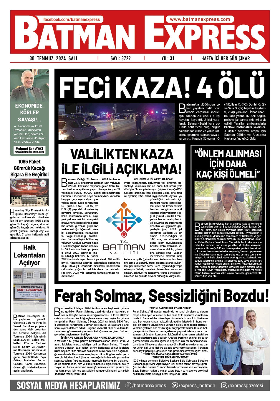 30 TEMMUZ 2024 SALI - Batman Express Gazetesi
