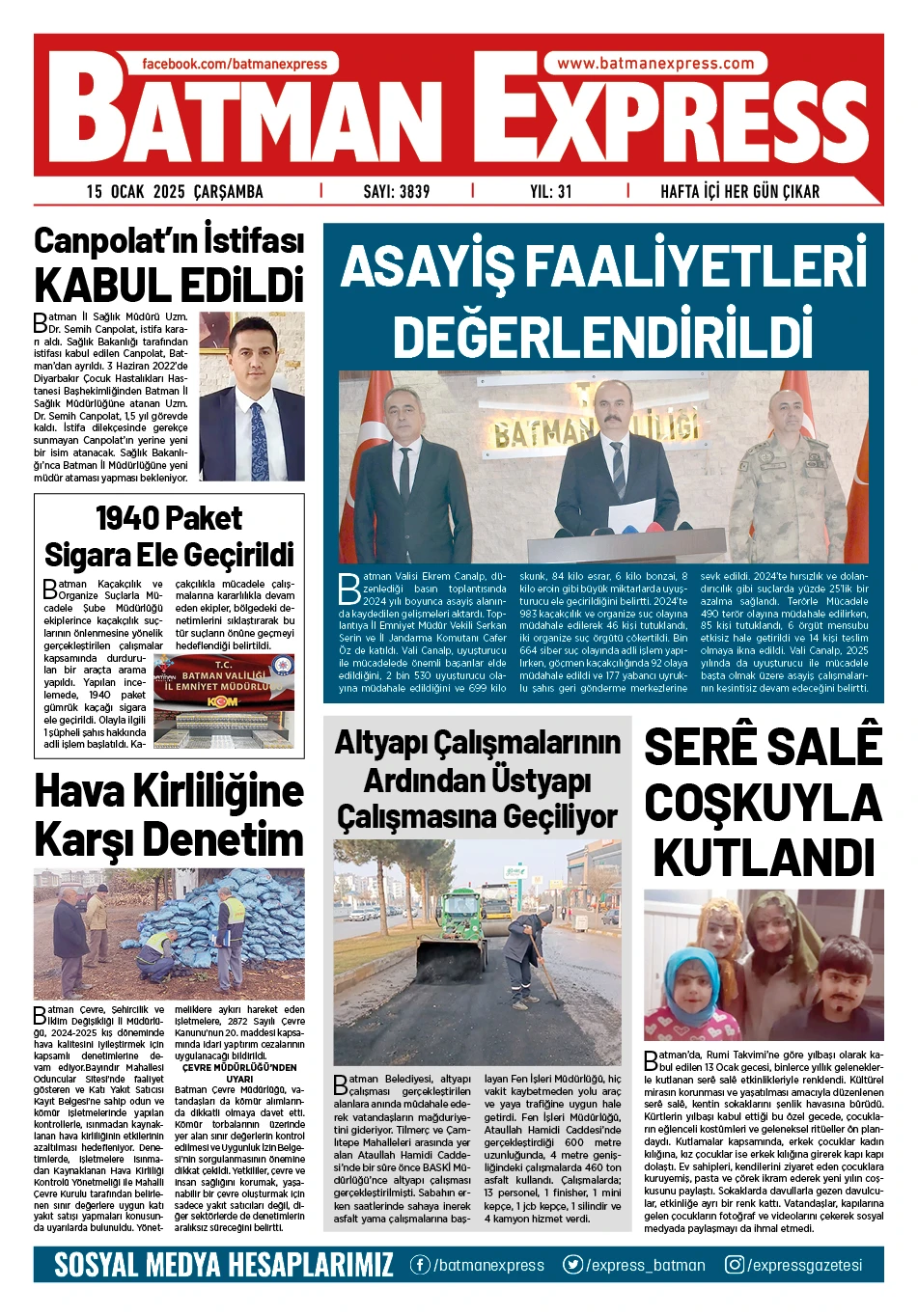 15 OCAK 2025 ÇARŞAMBA - Batman Express Gazetesi